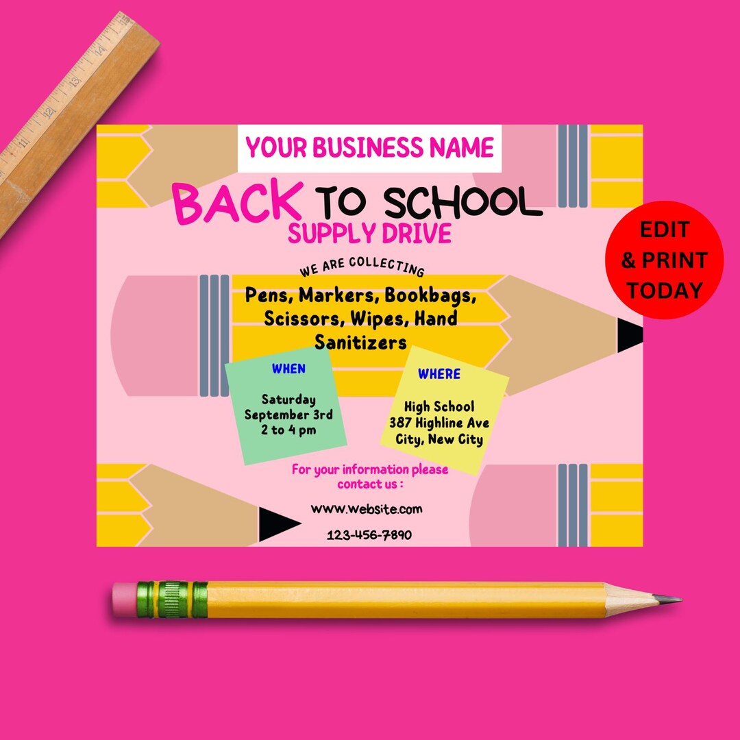 Editable Flyer Template, Backpack Giveaway, Back to School Event, Back ...