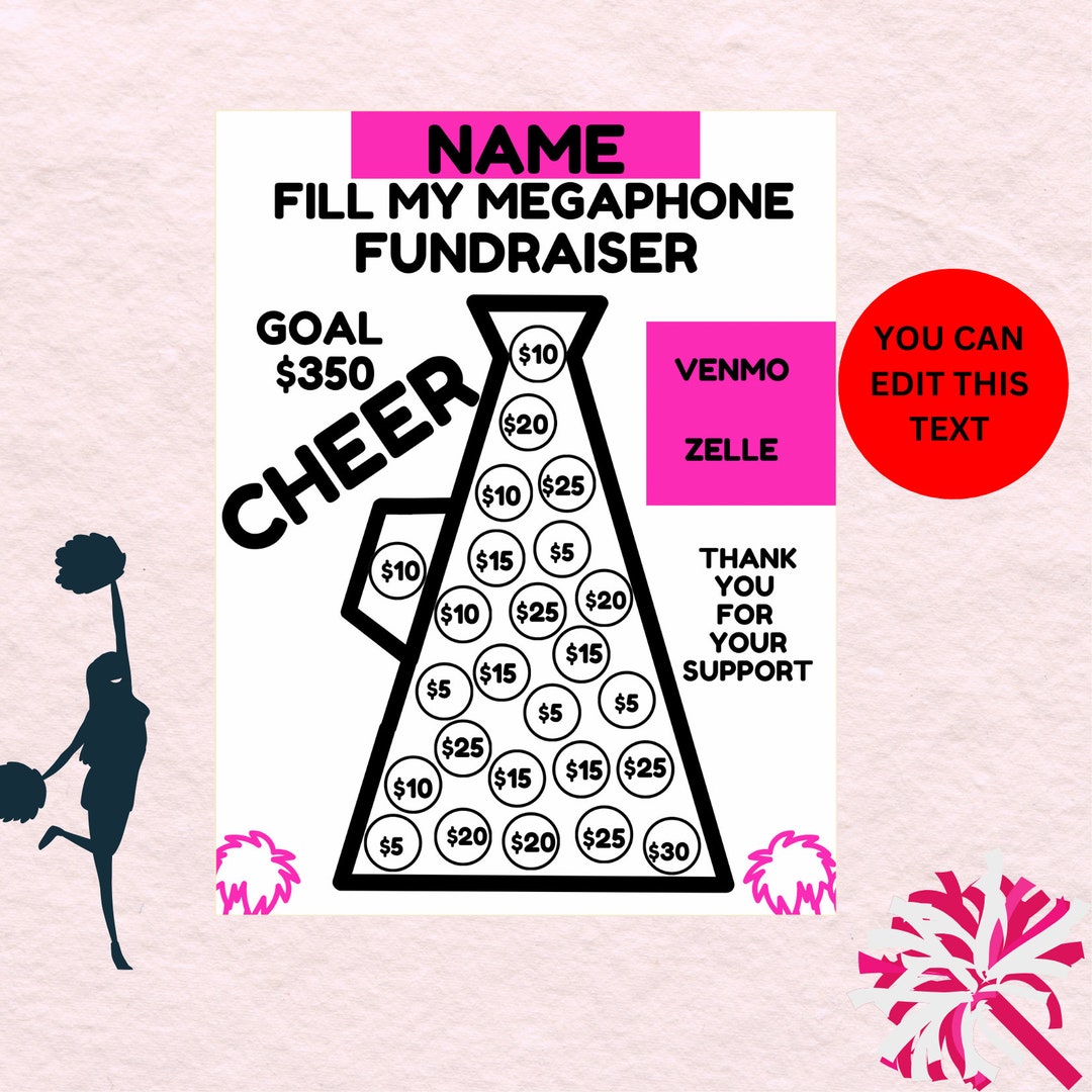 Cheer Fundraiser, MEGAPHONE Printable Cheer Fundraiser, Canva Template ...