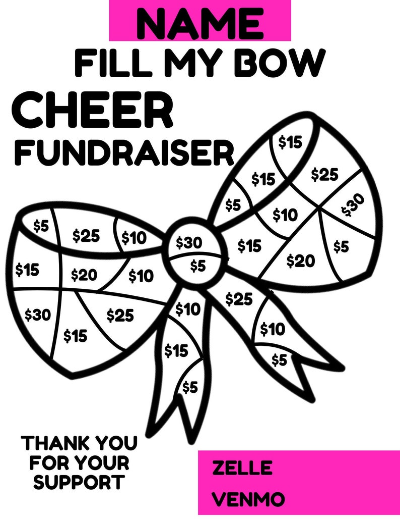 Fill My Bow Printable Cheer Fundraiser, Canva Template, Cheerleading ...