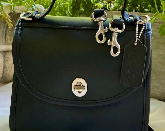 Vintage Coach Regina Black Leather Crossbody Shoulder Bag Top Handle ...