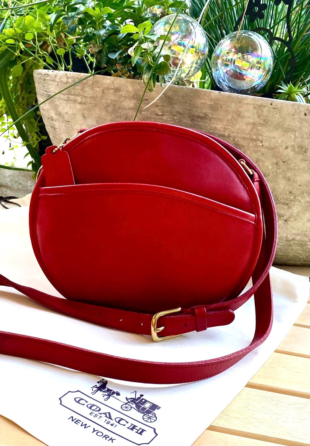 Vintage Coach Red Leather Chester Canteen Crossbody Shoulder Bag Purse ...