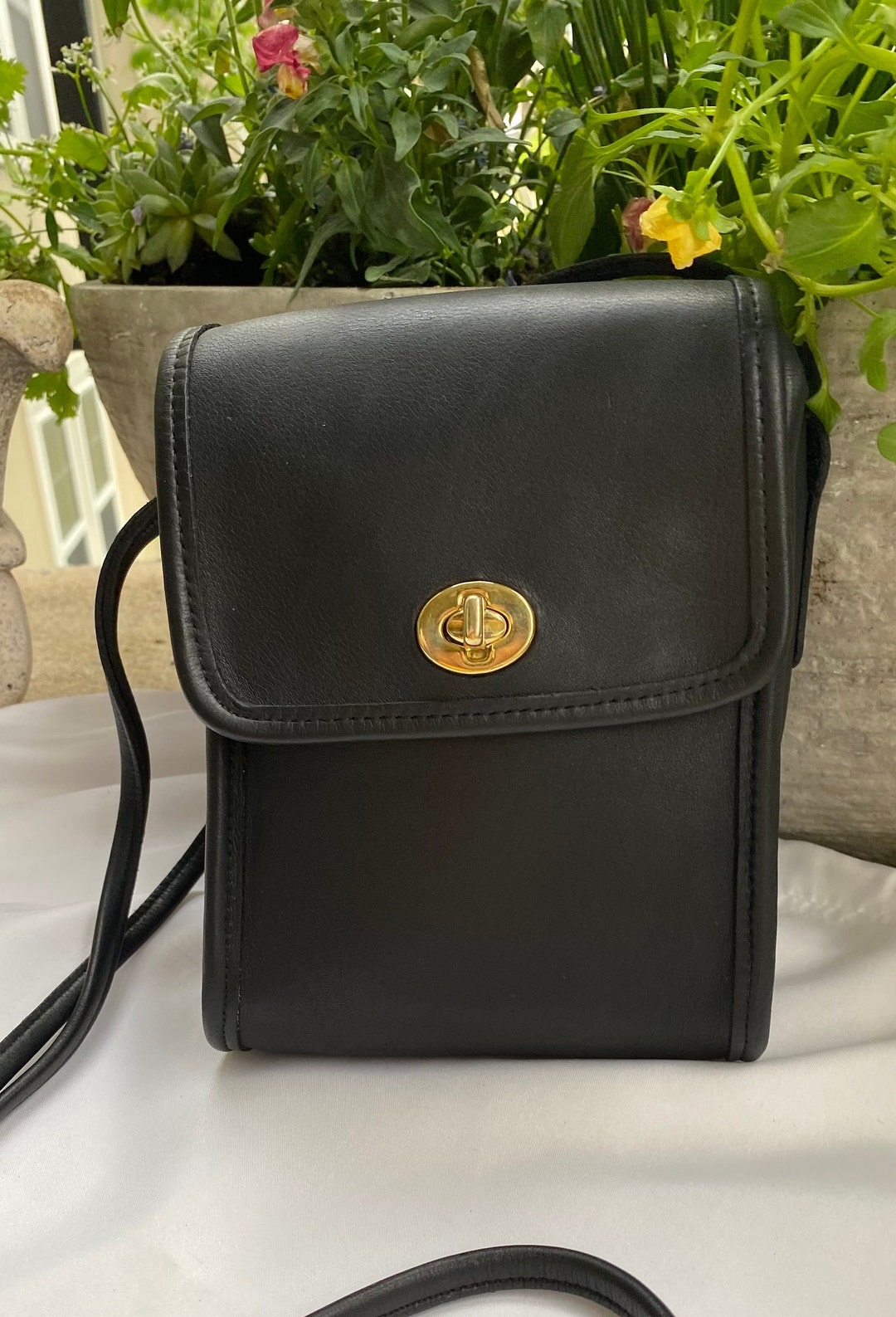 Vintage Coach Scooter Crossbody Shoulder Bag Purse / Black Leather ...