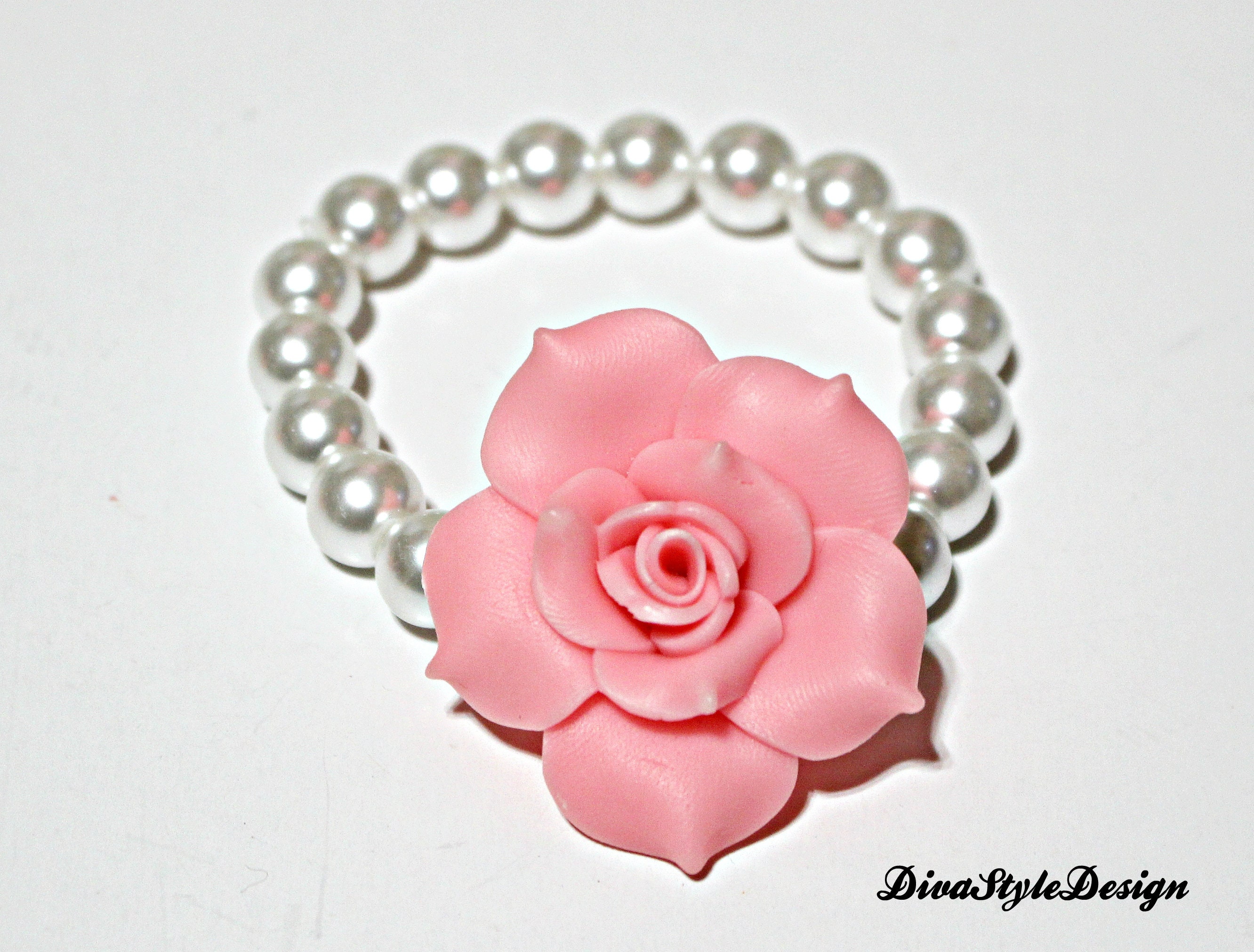 Pink Rose Bracelet Pink Rose With Pearls Pink Rose With Rose - Etsy