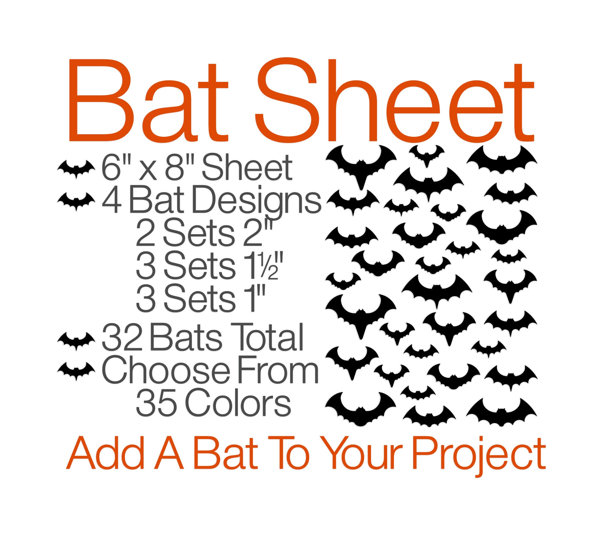 Bat Bat Sticker Sheet Bat Decal Bat Sheet Bat Vinyl | Etsy