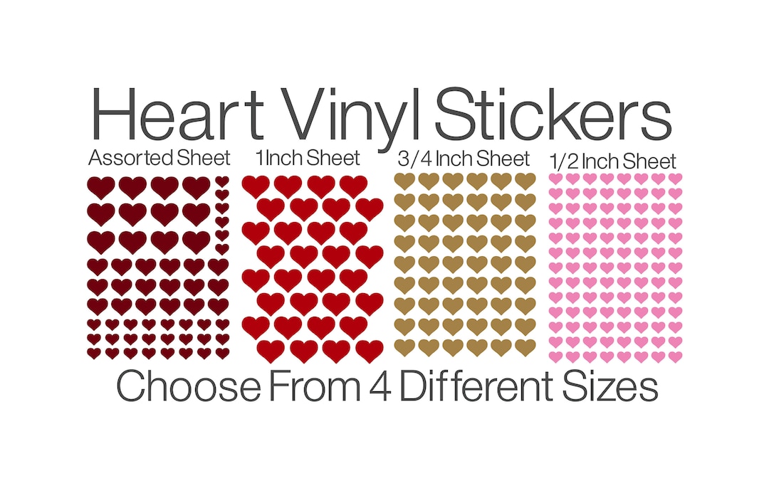 Heart Sticker Sheet | Heart Vinyl Sticker | Heart Stickers | Vinyl ...