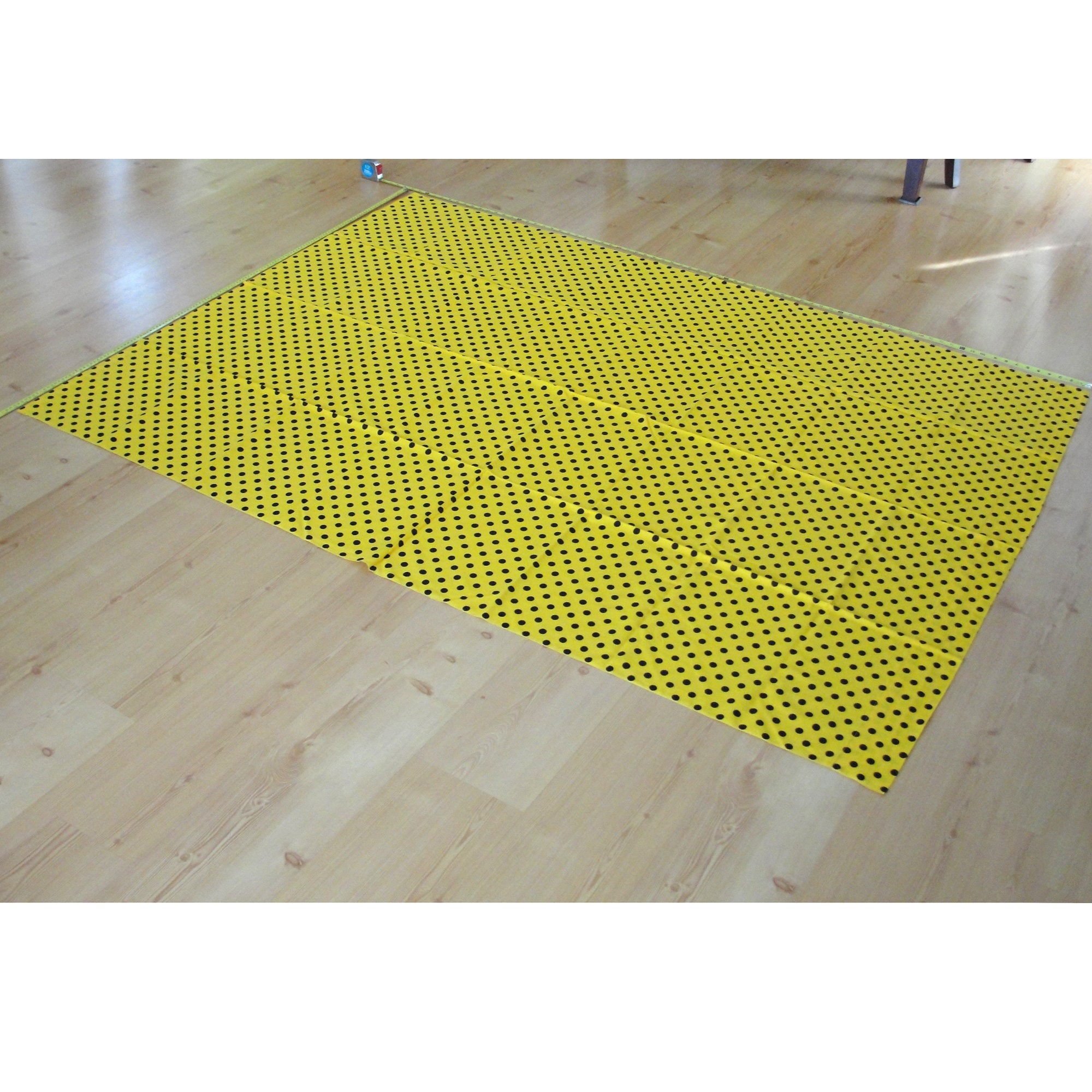 Two Vintage Curtain Panels Modern Window Treatment Polka Dots Yellow ...