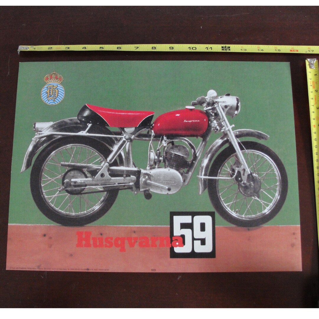 Nostalgic Husqvarna Motorcycle Print Poster Vintage Husqvarna 59 Bike ...
