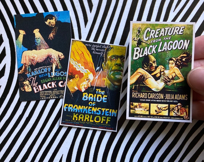 Miniature Dollhouse Horror Movie Poster Print Set - Etsy