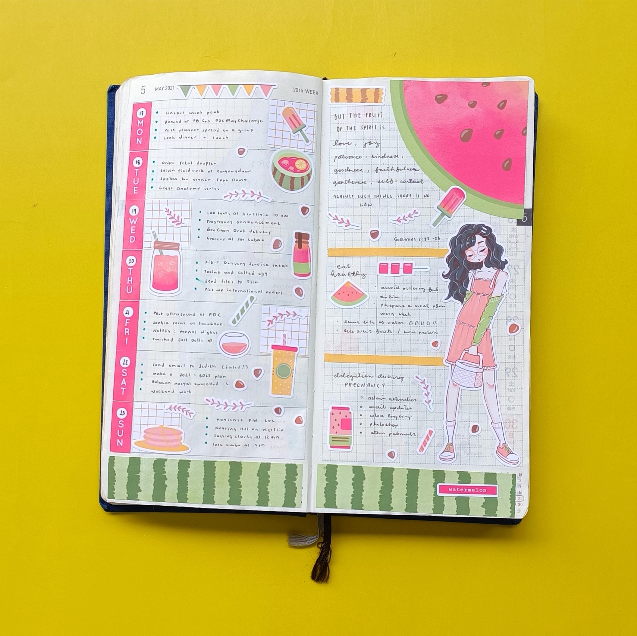 Watermelon Planner Stickers: Hobonichi Weeks Kit, Summer Theme - Etsy