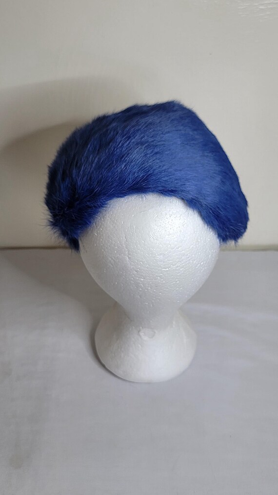 1950s Cobalt Blue Fur Juliette Cap - Gem
