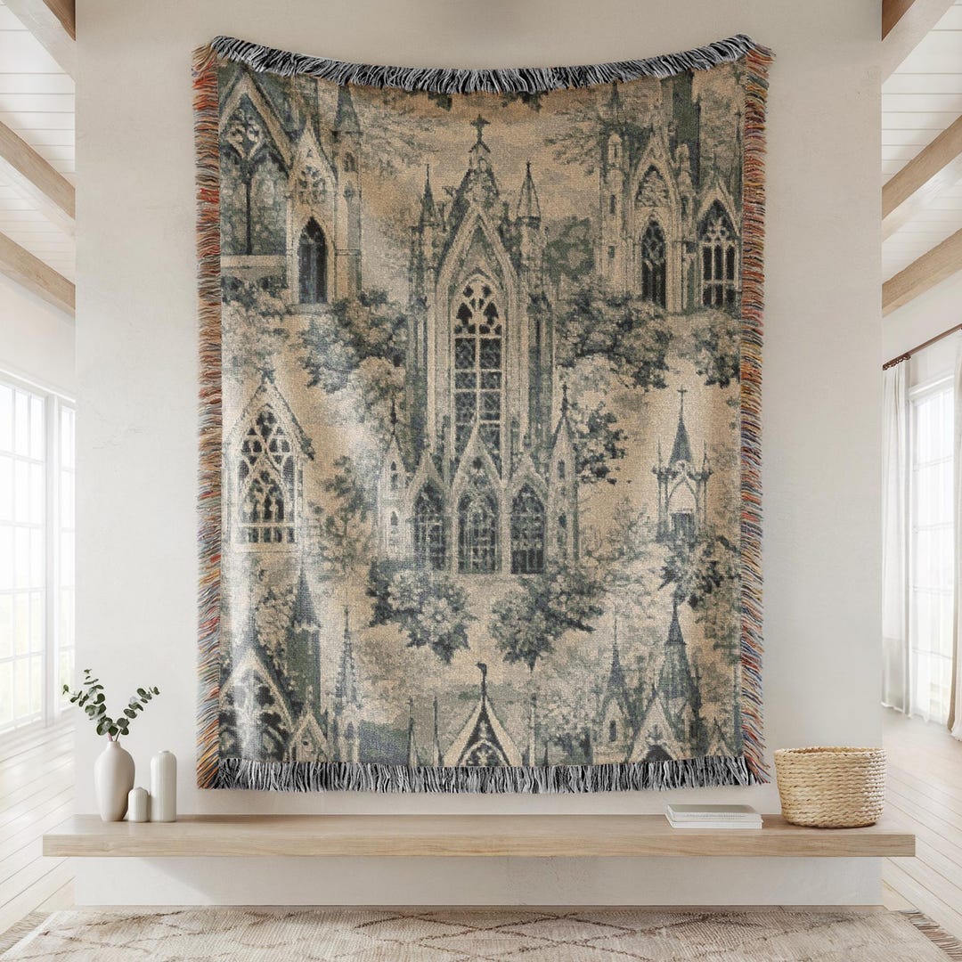Medieval Castle Woven Cotton Throw Blanket: Medieval Decor - Etsy
