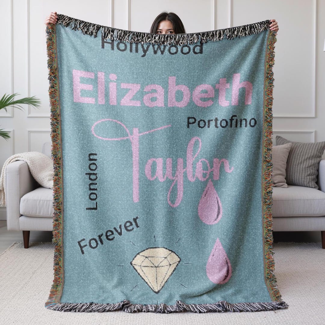 Elizabeth Taylor Showgirl Woven Throw Blanket With Fringed Edges ...