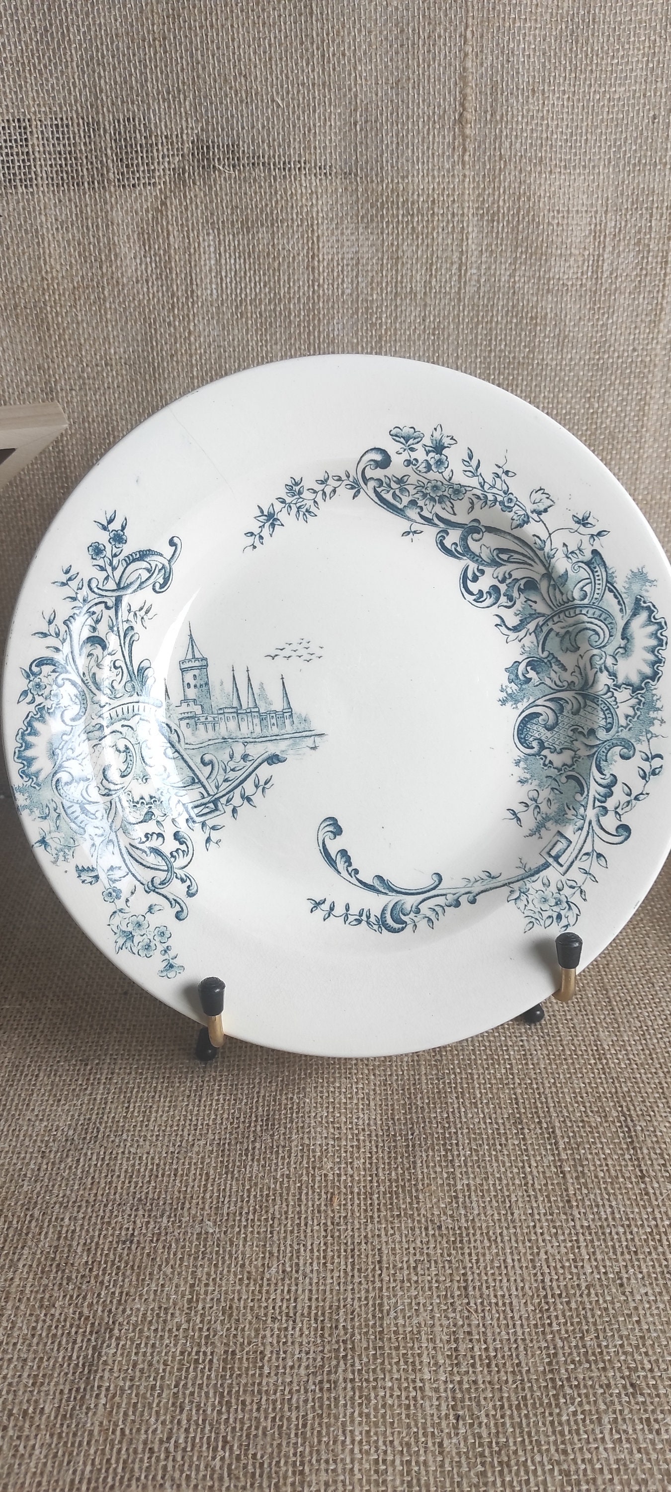 Old French Flat Plates in Iron Earth Botanical Floral Decoration Paris ...