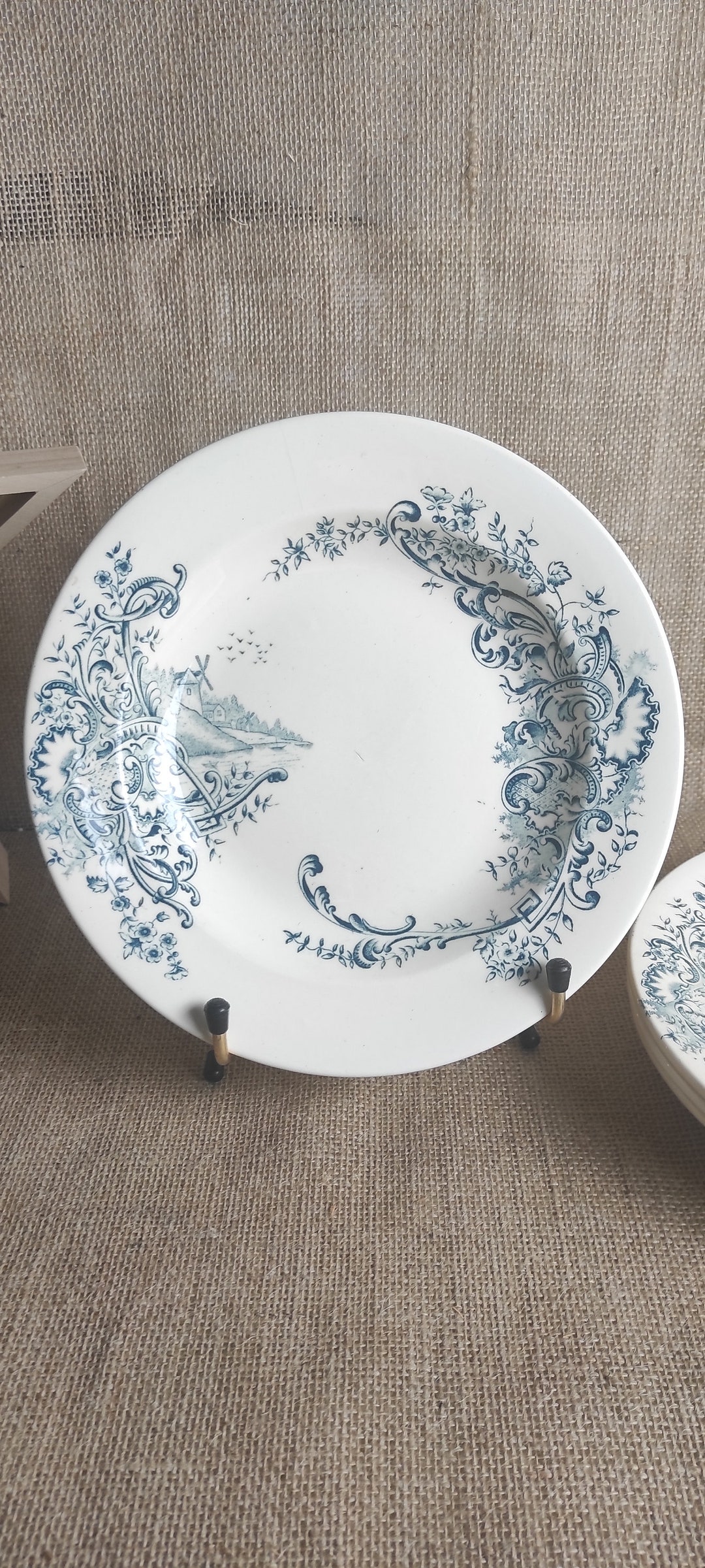 Old French Flat Plates in Iron Earth Botanical Floral Decoration Paris ...