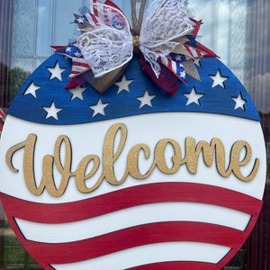 Welcome Patriotic Door/wall Hanger - Etsy