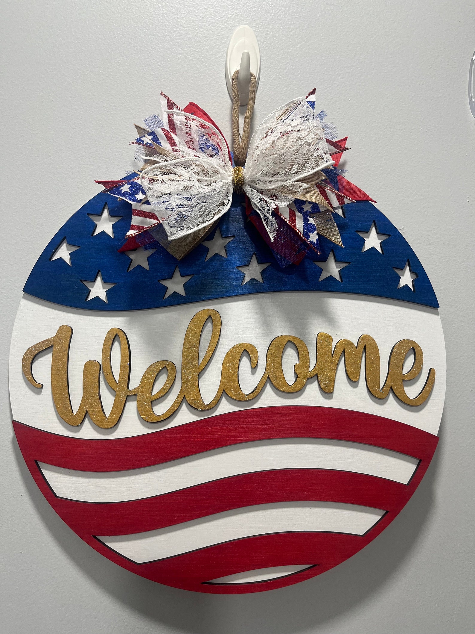 Welcome Patriotic Door/wall Hanger - Etsy