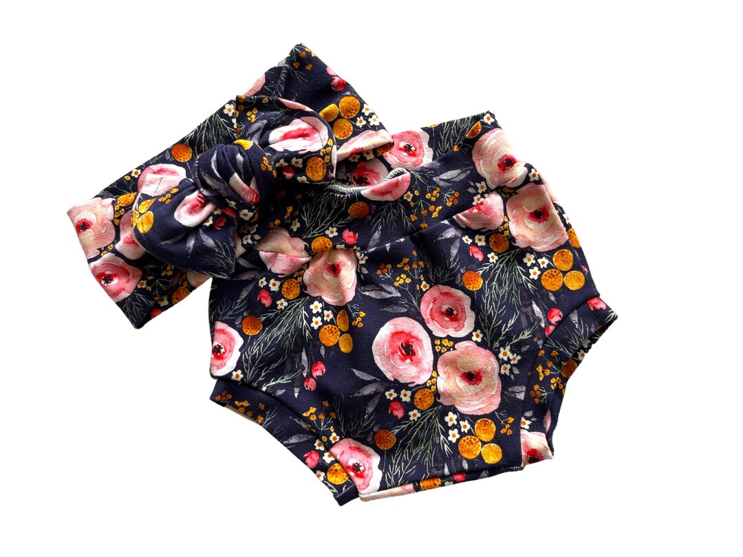 Boho Fall Floral Baby Bummies and Headband, Top Knot Headband Set, Baby Girl Clothes, Toddler ...