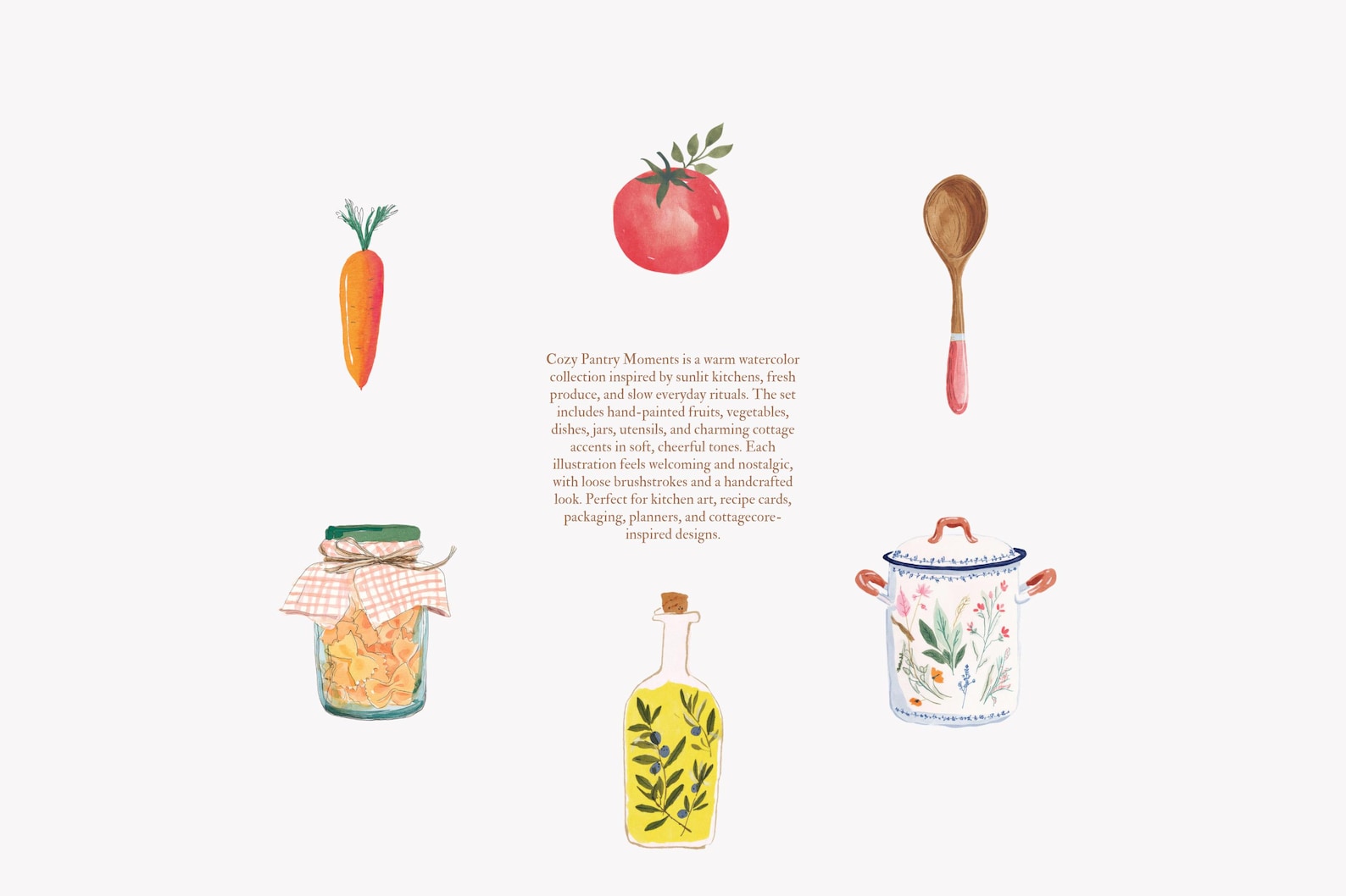 Watercolor Kitchen Clipart Set, Cozy Pantry Illustrations, Cottage ...