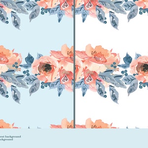 Coral Flower Watercolor Rose Digital Paper Scrapbook Papers Seamless ...