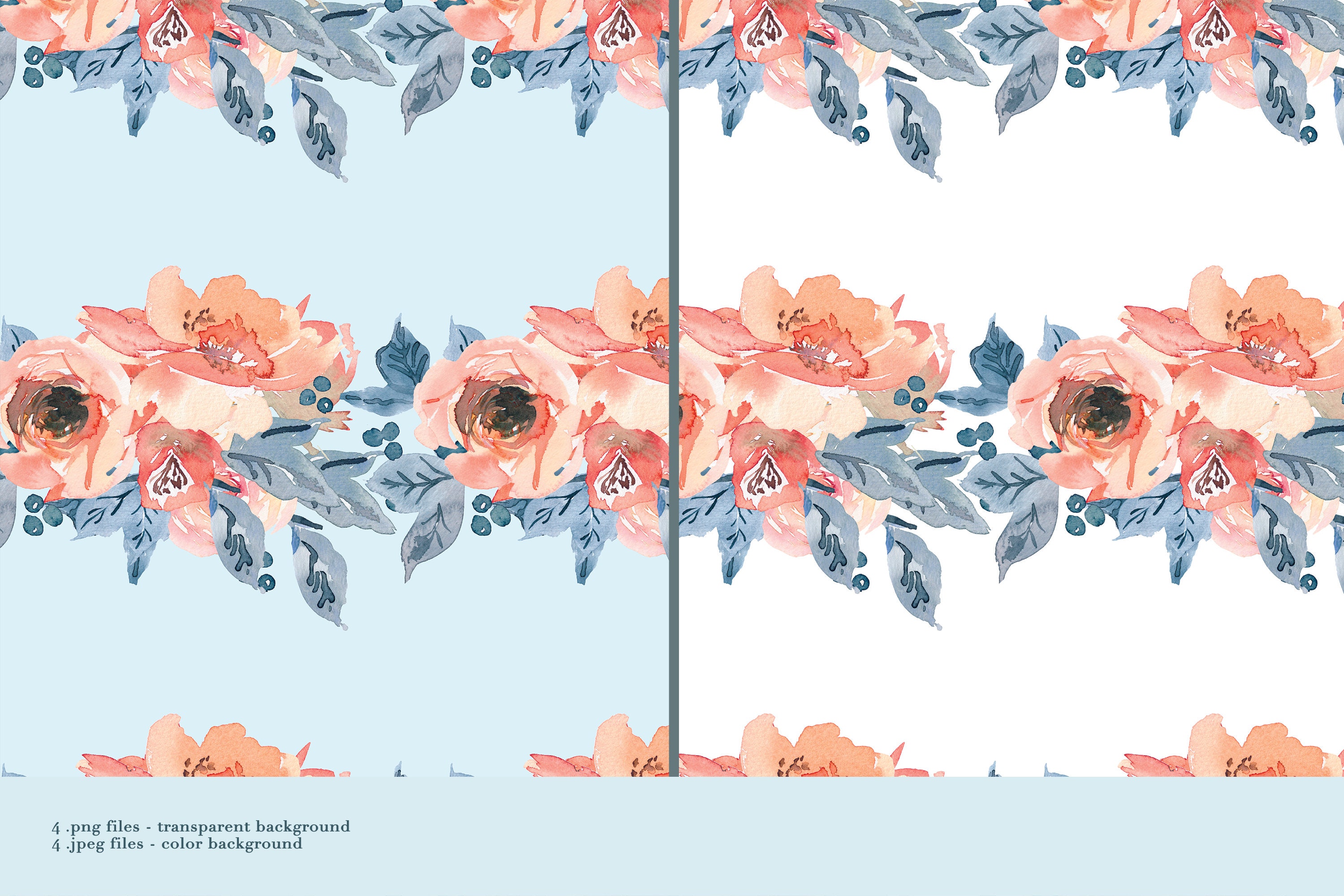 Coral Flower Watercolor Rose Digital Paper Scrapbook Papers | Etsy