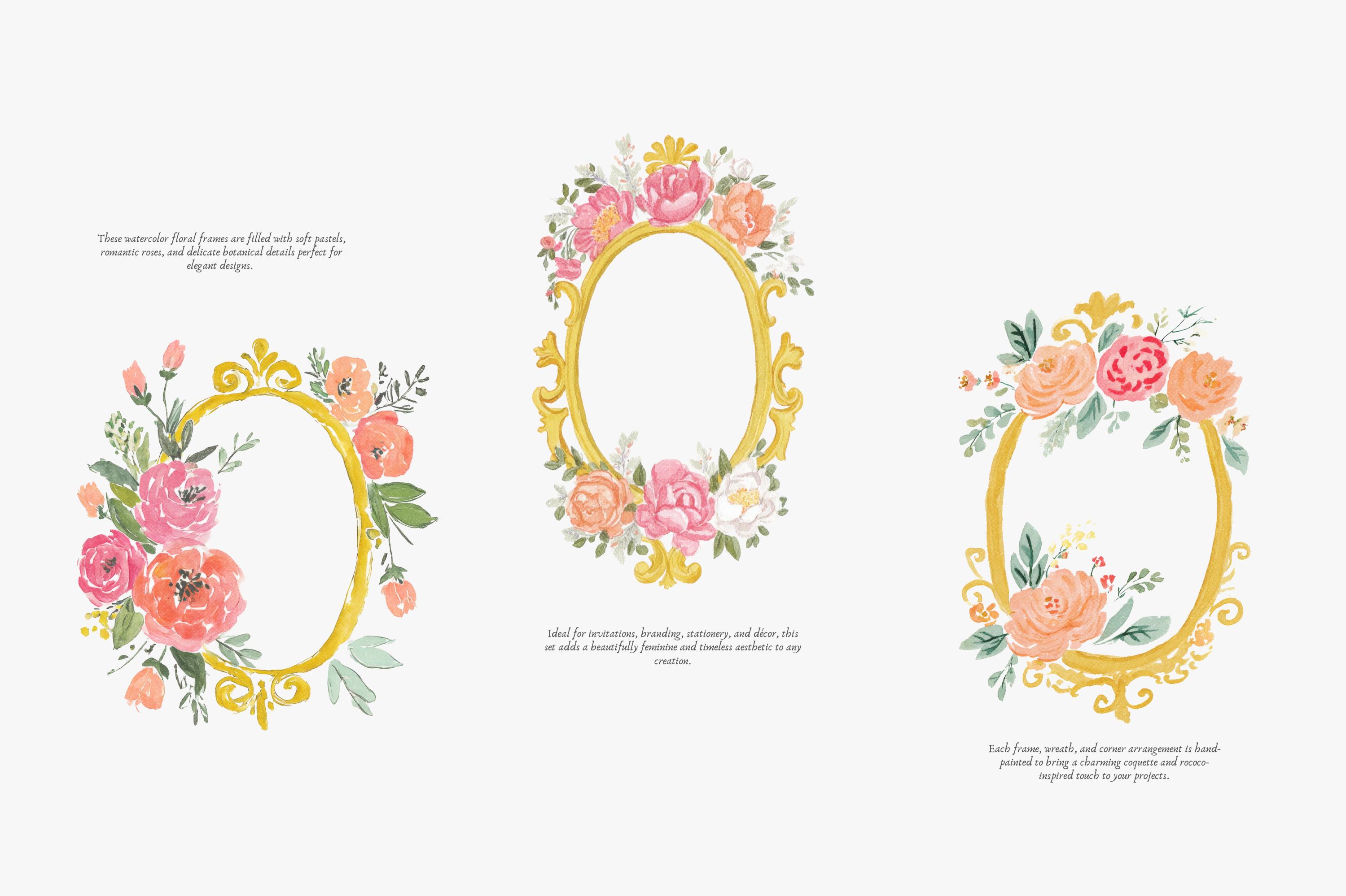 Coquette Floral Frames Clipart, Rococo Borders and Corners Png ...