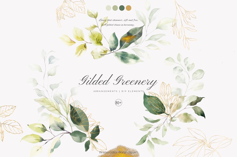 Eucalyptus Leaves - Watercolor Greenery - Botanical Clipart - Foliage ...