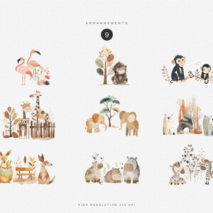Watercolor Zoo Animal Clipart Bundle, Nursery Clipart, Crocodile, Cute ...