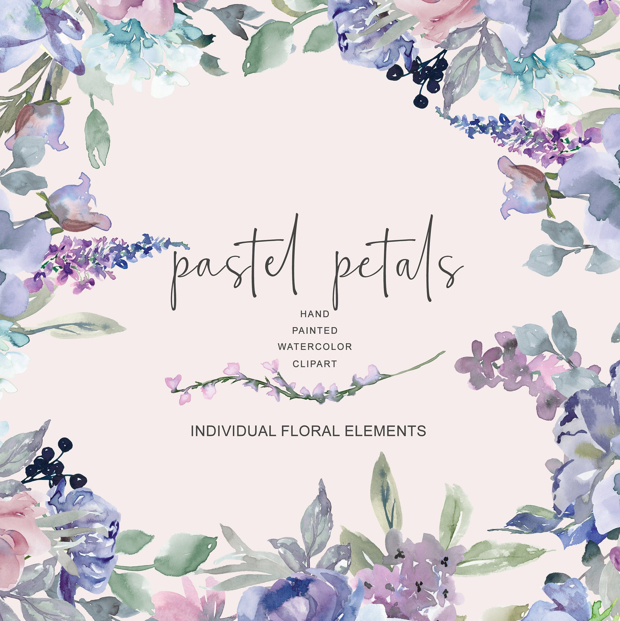 Pastel Petals Watercolor Flowers Clipart Country Floral | Etsy
