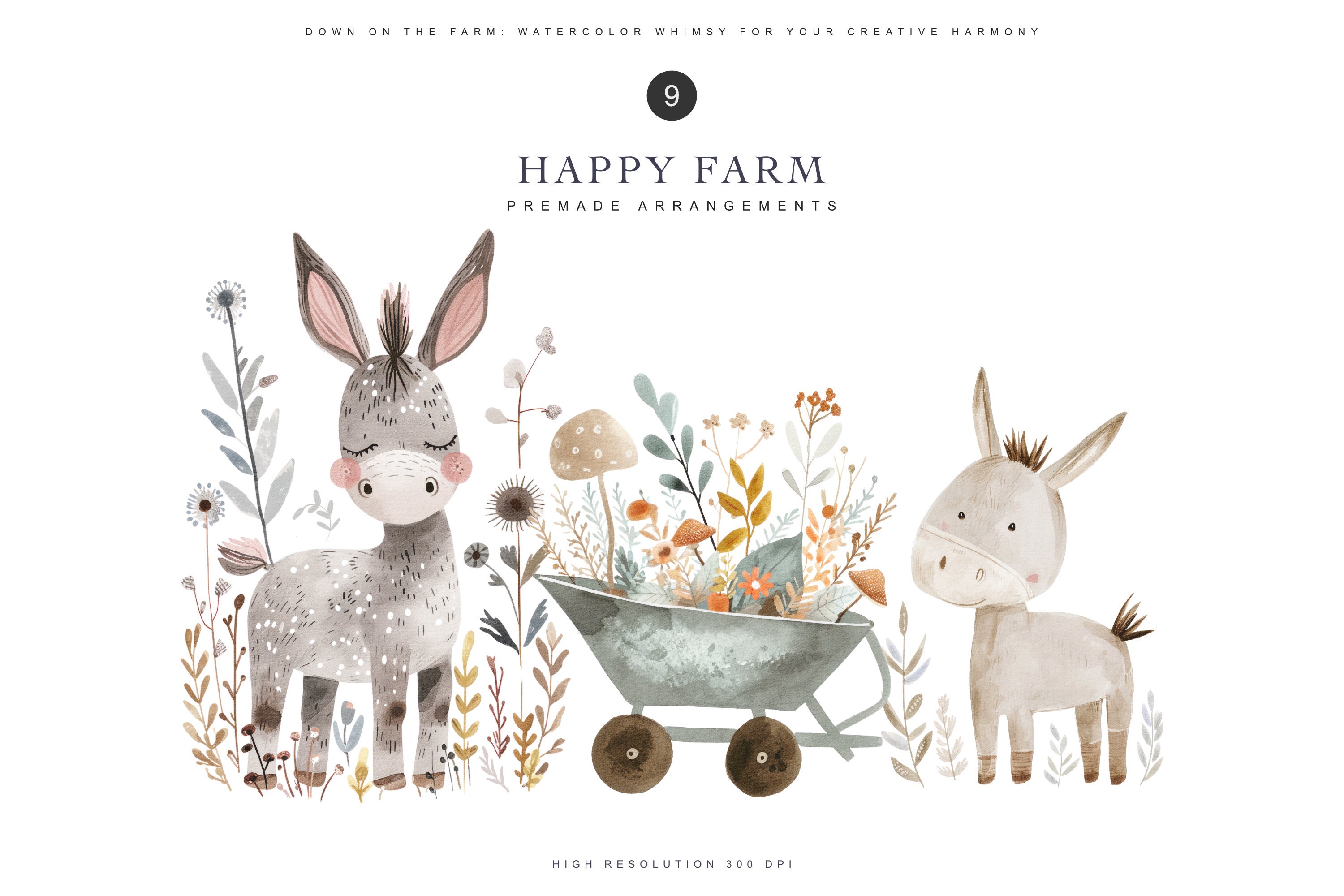 Watercolor Farm Animal Clipart Bundle - Nursery Clipart - Goose Png ...