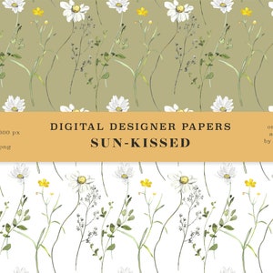 Watercolor Meadow Flowers Digital Papers, Scrapbook Papers, Seamless ...