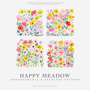 Colorful Summer Floral Clipart - Watercolor Flowers Floral Bouquet ...