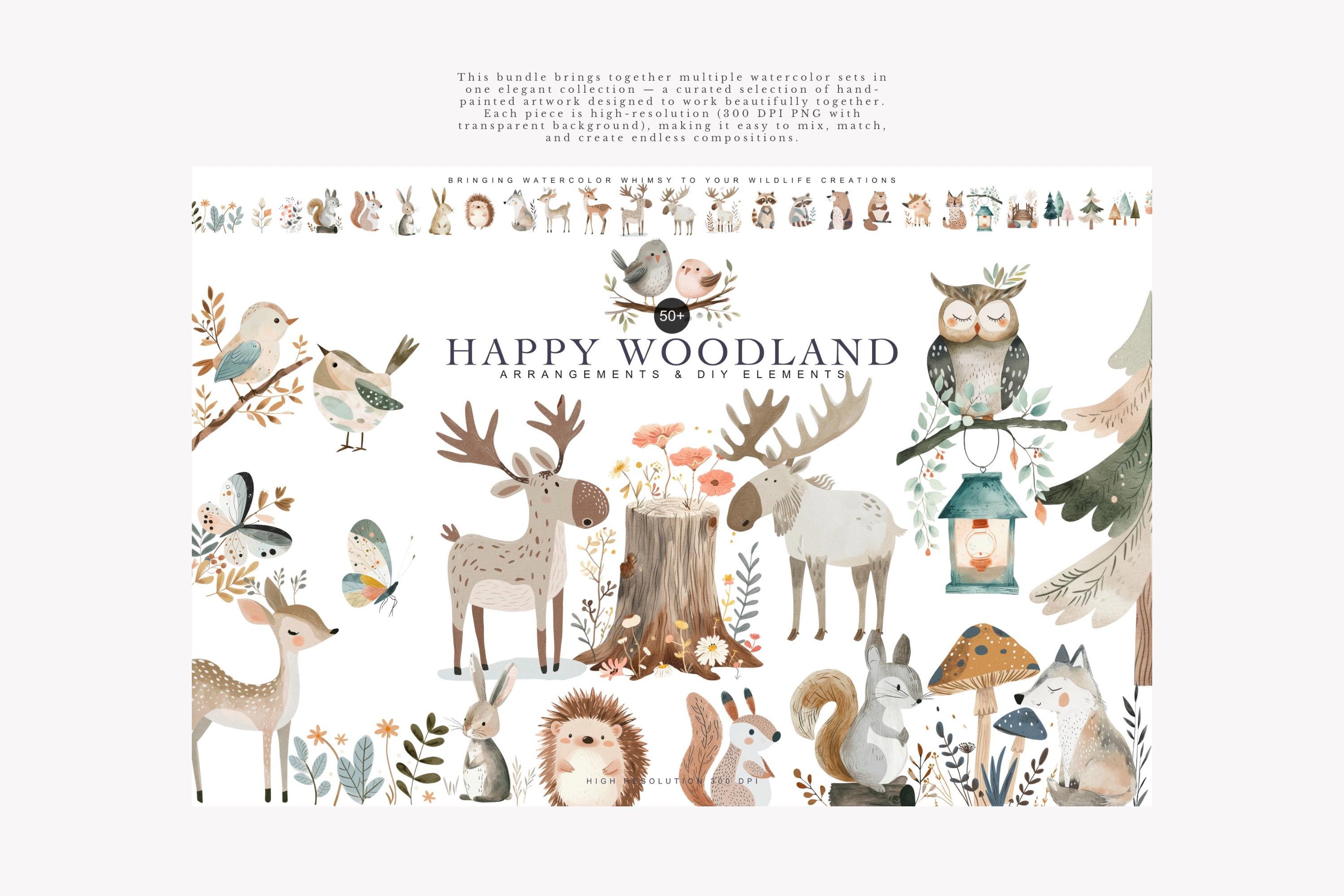 Watercolor Animal Clipart Bundle, Woodland Farm Zoo Animals Png Set ...