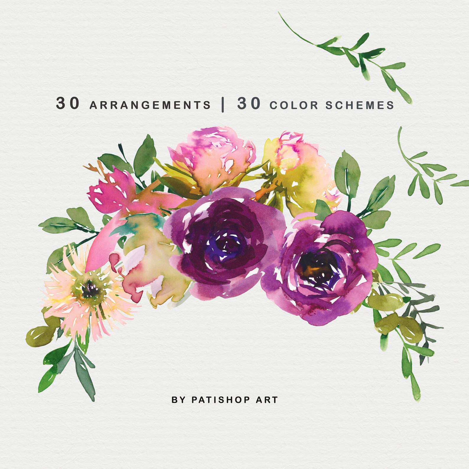 Thirty Watercolor Floral Clipart Collections Bouquets and - Etsy
