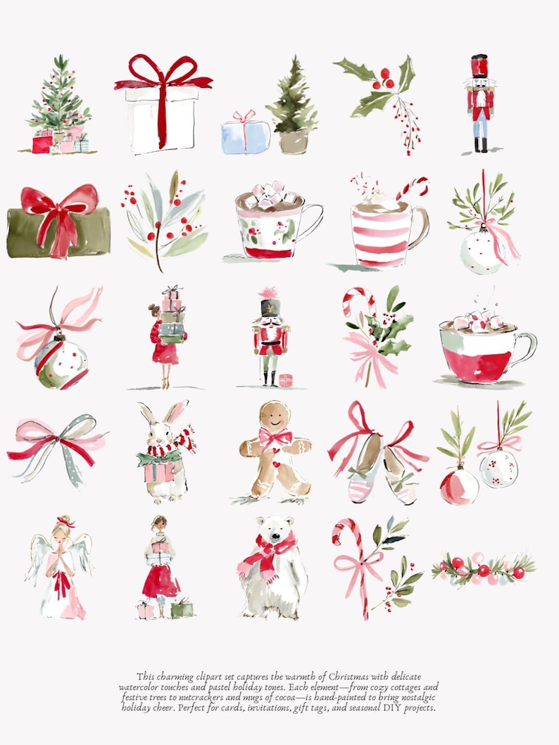 Cozy Christmas Watercolor Clipart Set With Nutcracker, Winter Animals ...