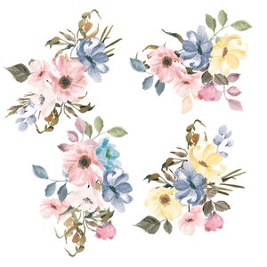 Pastel Colors Watercolor Flowers Clipartspring Watercolor - Etsy