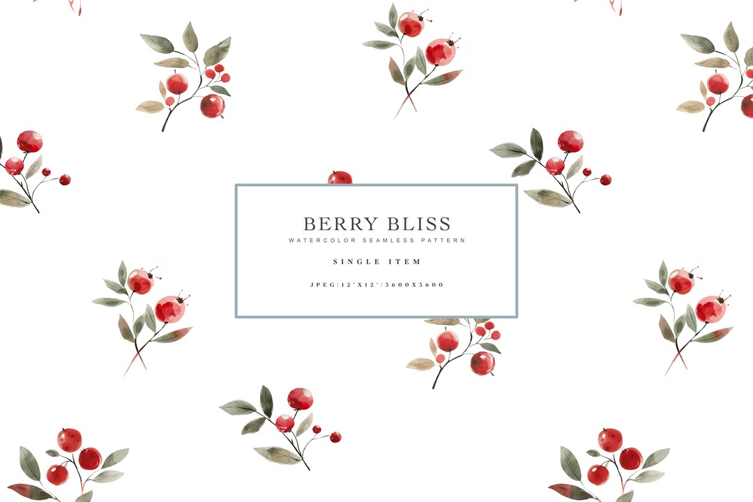 Watercolor Berry Digital Paper Scrapbook Papers Seamless Pattern ...