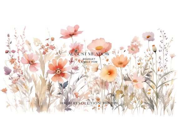 Rustic Watercolor Flower Hi Res Premium Vector | Brown And Beige