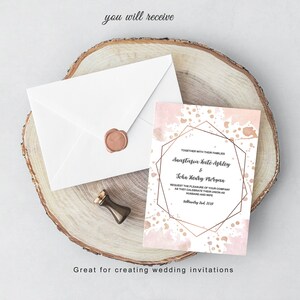 Ethan* Blush and Gold Watercolor Splashes Backdrop Geometric Frames ...