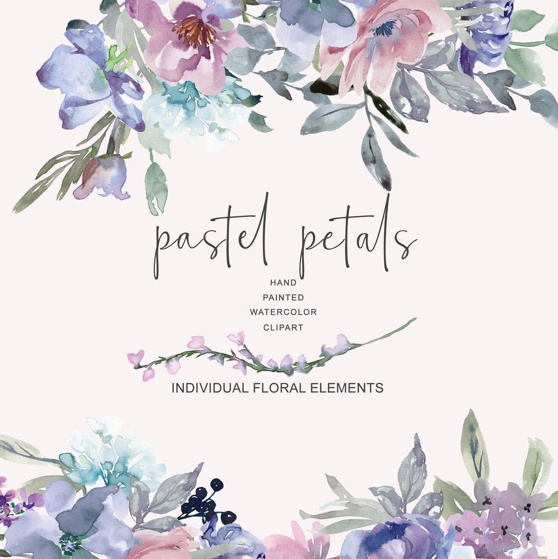 Pastel Petals Watercolor Flowers Clipart Country Floral | Etsy