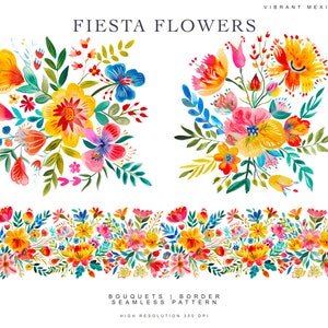 Colorful Fiesta Floral Clipart Png, Mexican Watercolor Bouquet ...