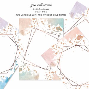 Ethan* Blush and Gold Watercolor Splashes Backdrop Geometric Frames ...