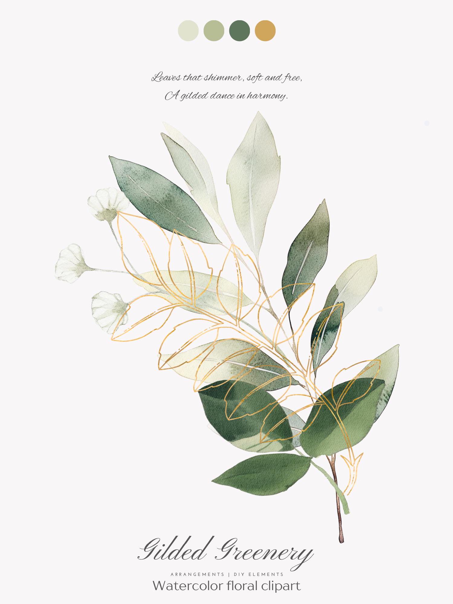 Eucalyptus Leaves - Watercolor Greenery - Botanical Clipart - Foliage ...
