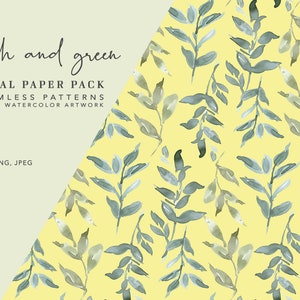Peach and Green, Seamless Patterns Collection, Scrapbook Paper, Digital ...