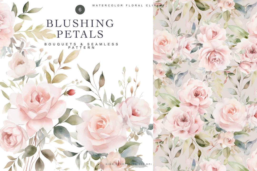 Watercolor Floral Clipart Pastel Floral Clipart Blush Floral Clipart ...