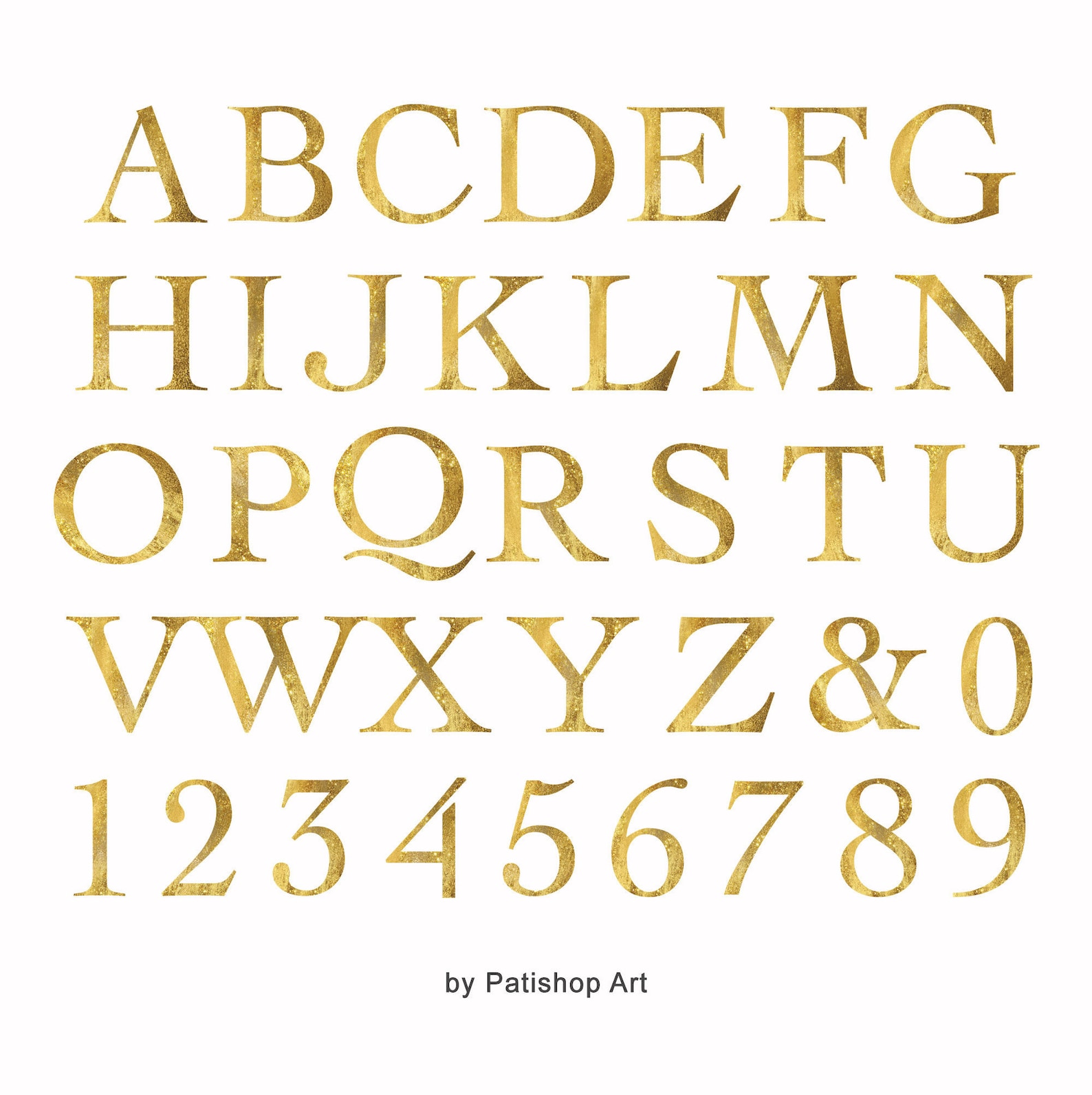 Gold Alphabet Gold Foil Alphabet Sparkling Monogram Metallic | Etsy