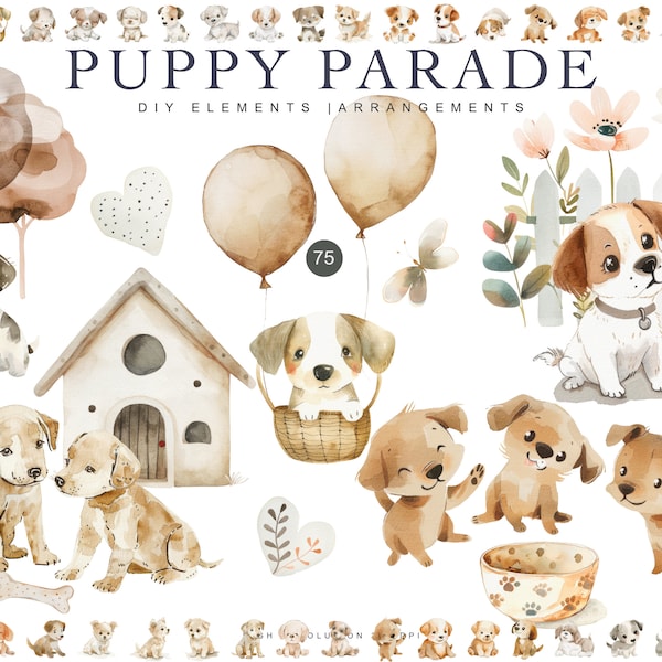 Watercolor Dog Clipart - Etsy