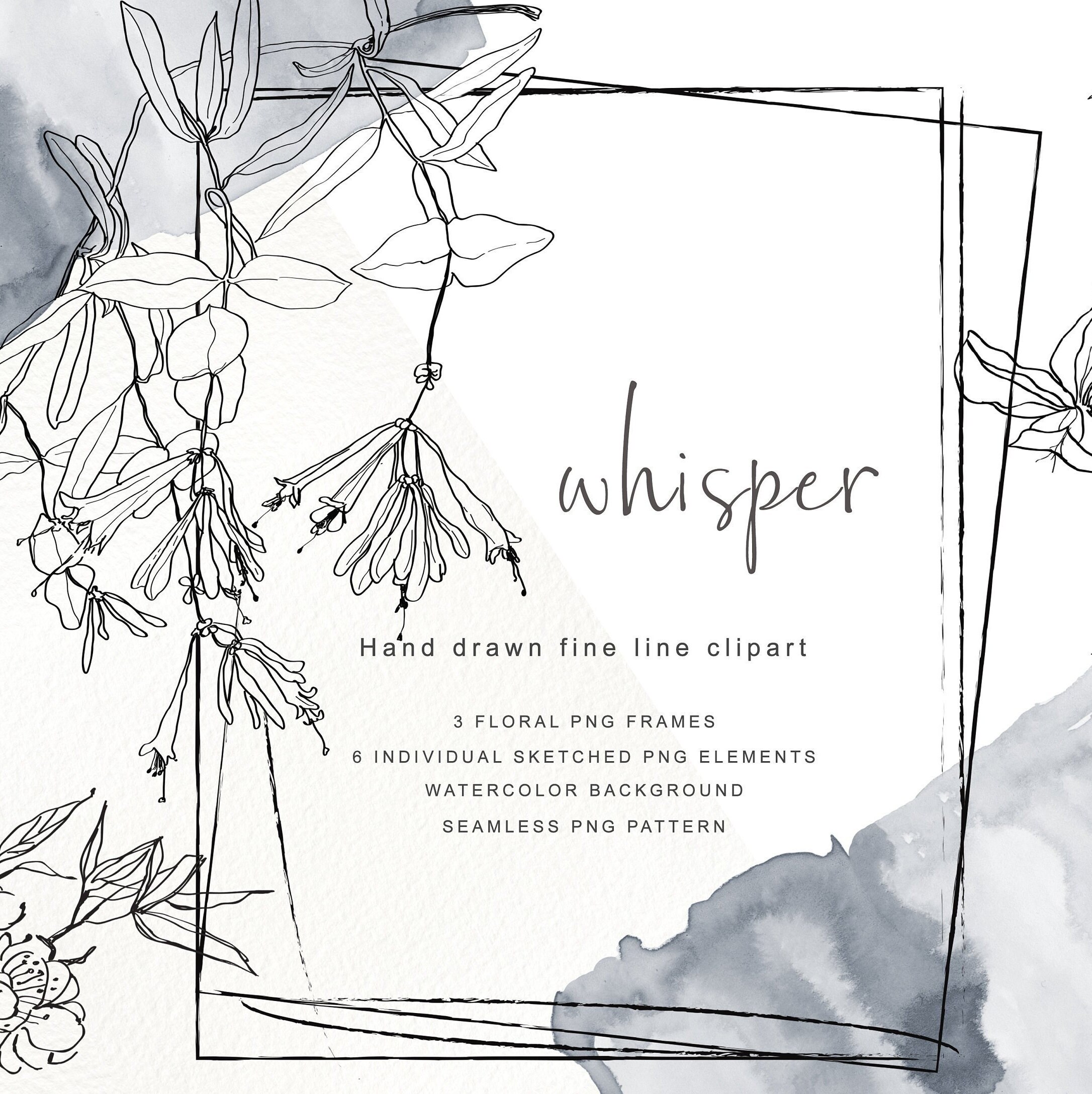 Clip Art & Image Files Botanical line art flowers clipart Fine line ...