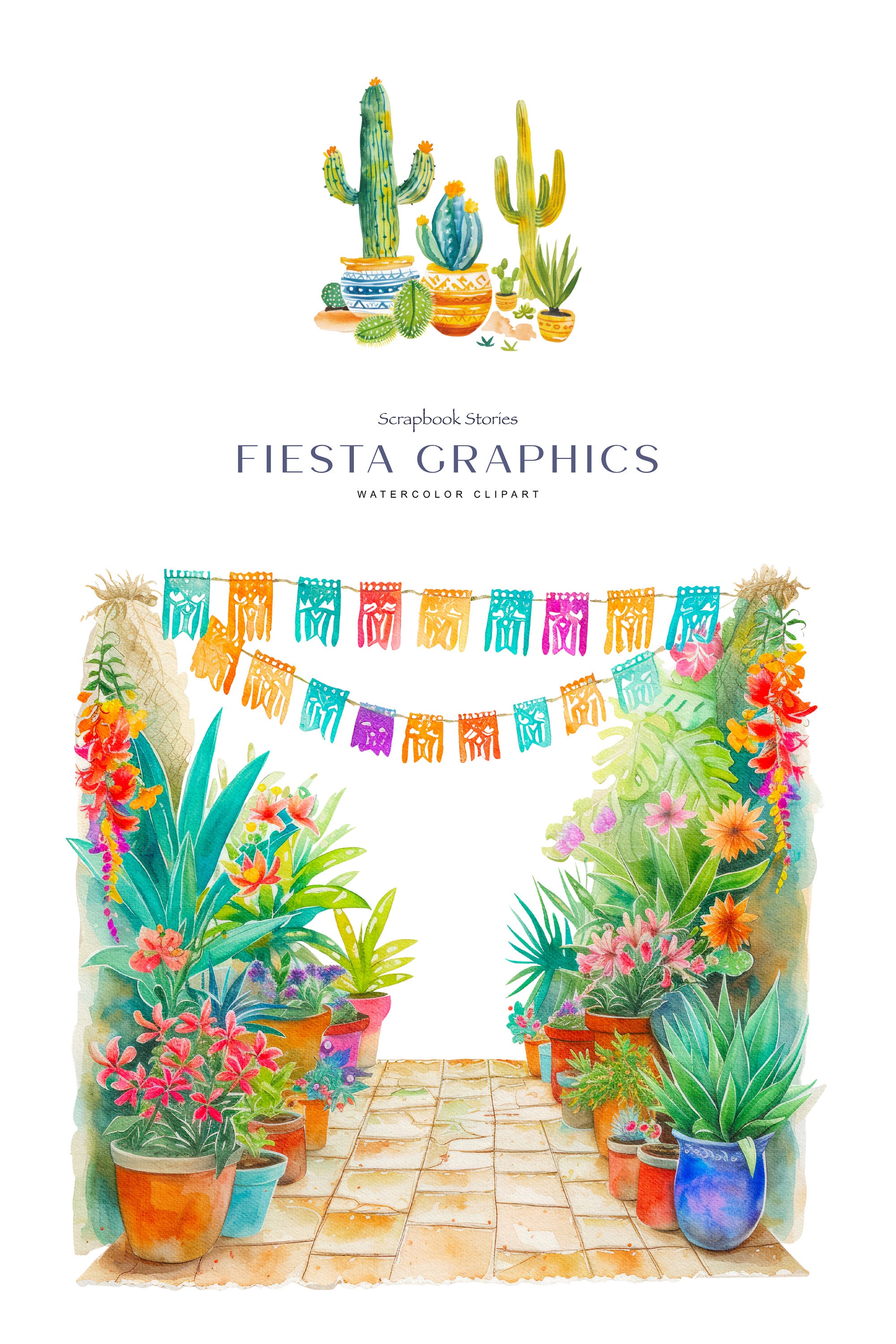 Mexican Fiesta Watercolor Clipart Png, Colorful Dancers Cactus and ...