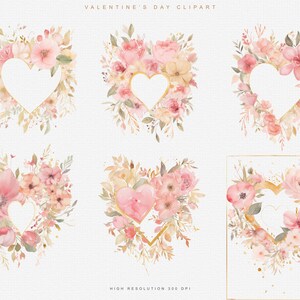 Watercolor Pink Flowers Clipart Valentines Day Clipart Wedding Foliage ...