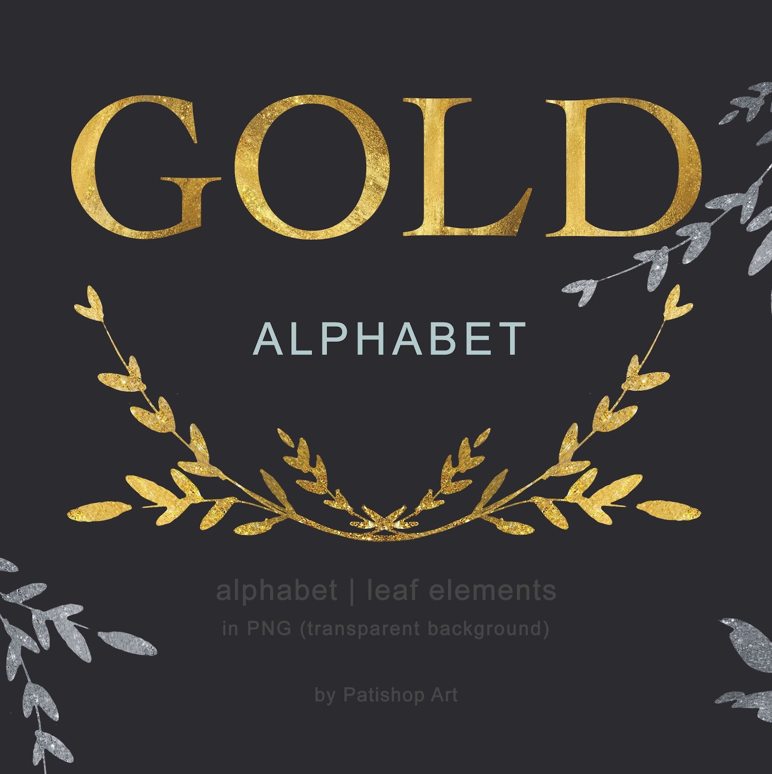 Gold Alphabet Gold Foil Alphabet Sparkling Monogram Metallic | Etsy